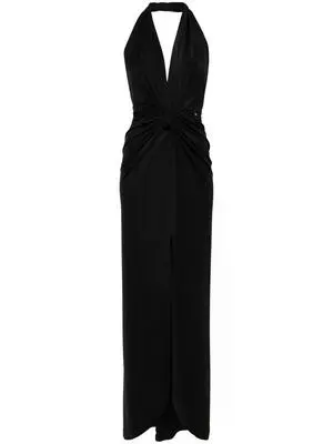 NISSA Plunging V-neck Maxi Dress - Black