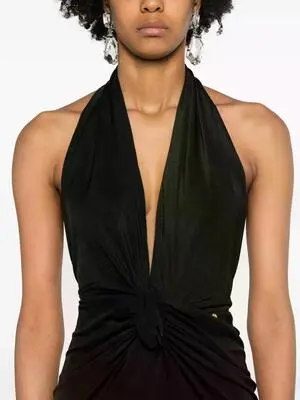NISSA Plunging V-neck Maxi Dress - Black
