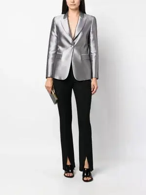 Alberta Ferretti Long-sleeved Satin Single-breasted Blazer