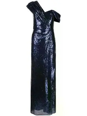 Badgley Mischka High-shine Cold-shoulder Midi Dress