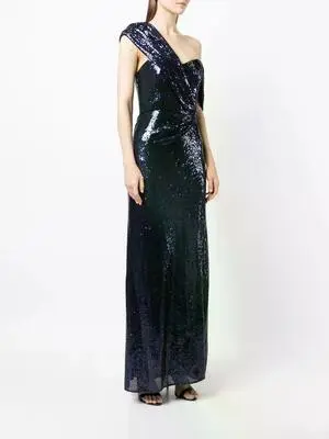 Badgley Mischka High-shine Cold-shoulder Midi Dress