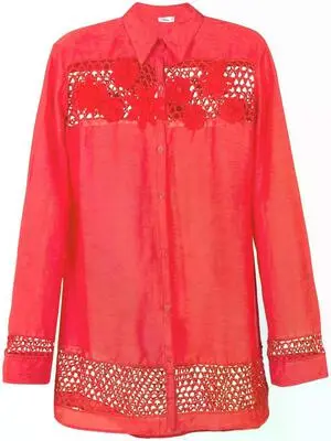 AMIR SLAMA Floral-lace Detail Oversize Shirt