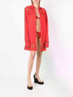 AMIR SLAMA Floral-lace Detail Oversize Shirt