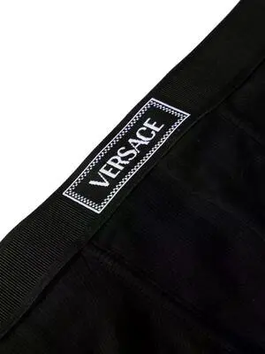 Versace Cotton Ribbed Long Trunks - Black
