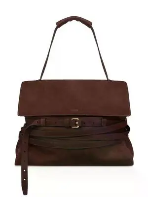 Moschino Medium Tie Me Leather Shoulder Bag - Brown