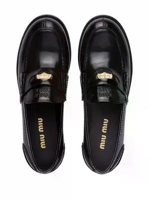 Miu Miu Leather Penny Loafers - Black