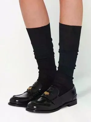 Miu Miu Leather Penny Loafers - Black