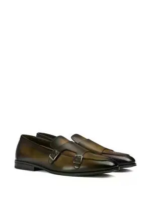 DOUCAL'S Leather Double-buckle Monk Shoes - Brown