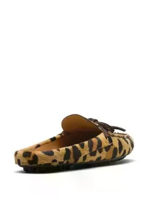 Car Shoe Leopard-print Calf Hair Slippers