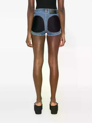 MUGLER Bi-material Denim Shorts