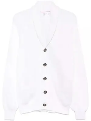 Brunello Cucinelli Ribbed Cardigan - White