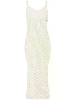 Dolce & Gabbana Crochet-knit Midi Dress - Neutrals