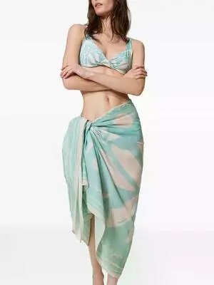 TWINSET Leaf Print Wrap Skirt
