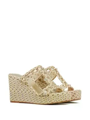 Valentino Garavani Rockstud Laminated Nappa Wedge Sandals