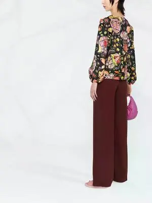 La DoubleJ Floral Print Silk Blouse - Black