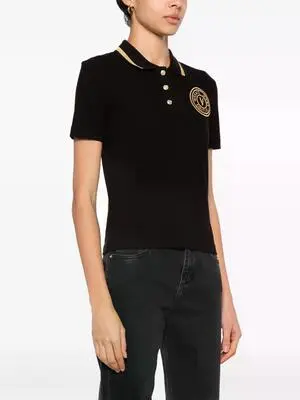 Versace V-emblem Piqué Polo Shirt - Black