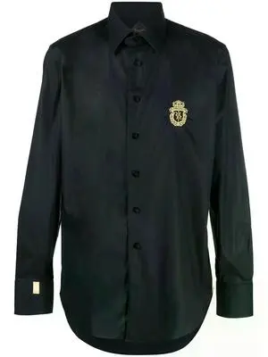 BILLIONAIRE Silver Cut Logo-print Shirt - Black