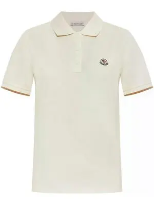 Moncler Logo Patch Piqué Polo Shirt - Neutrals
