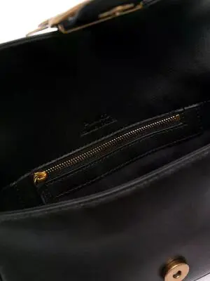 Pinko Mini Love One Slouchy Shoulder Bag In Leather - Black