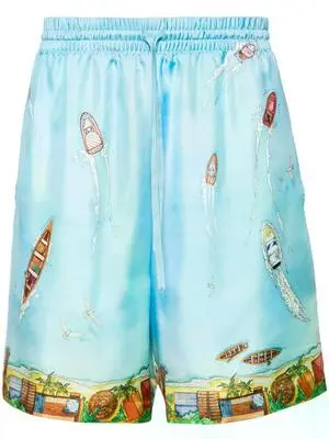 Casablanca Maison Sur Piloti Silk Shorts - Blue