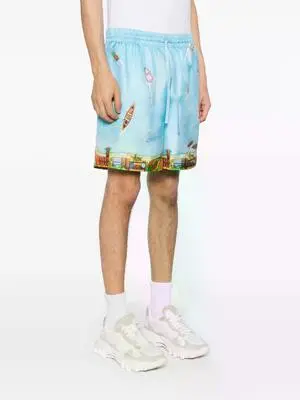 Casablanca Maison Sur Piloti Silk Shorts - Blue