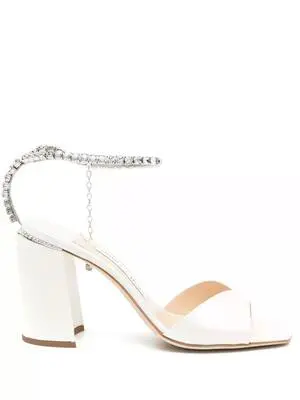 JIMMY CHOO Saeda 85mm Crystal-strap Sandals - Neutrals