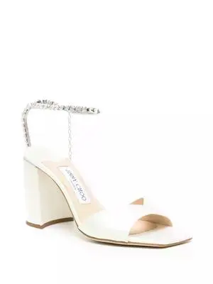 JIMMY CHOO Saeda 85mm Crystal-strap Sandals - Neutrals