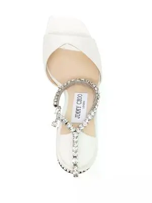 JIMMY CHOO Saeda 85mm Crystal-strap Sandals - Neutrals