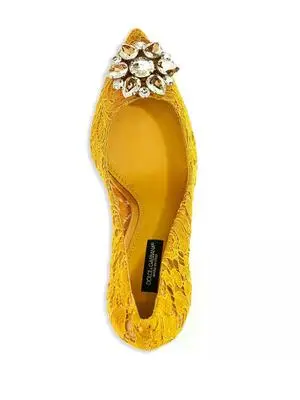 Dolce & Gabbana Lace Brooch Detail Stiletto Pumps - Yellow