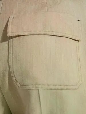 Victoria Beckham Almond Beige Maxi Turn-up Trousers