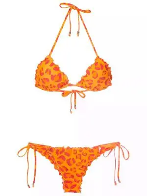 AMIR SLAMA Leopard-print Triangle Bikini - Orange