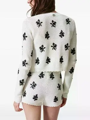 TWINSET Floral-embroidered Knit Shorts