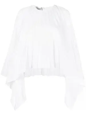 Valentino Garavani Pleated Bell-sleeved Top - White
