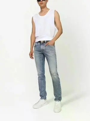 Dolce & Gabbana Distressed Stretch-cotton Skinny Jeans