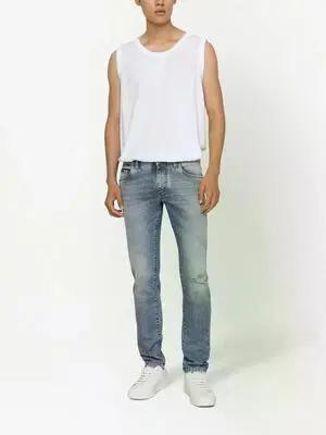 Dolce & Gabbana Distressed Stretch-cotton Skinny Jeans