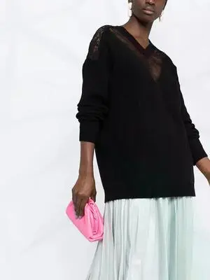 Valentino Garavani Lace-embellished V-neck Jumper