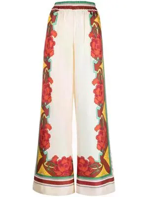 La DoubleJ Floral-print Palazzo Trousers - Neutrals