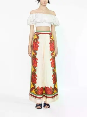 La DoubleJ Floral-print Palazzo Trousers - Neutrals