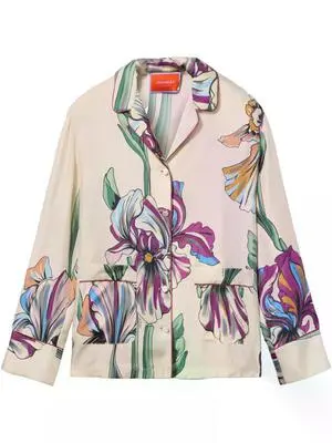 La DoubleJ Floral Print Silk Shirt - Neutrals