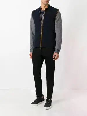 N.peal Cashmere And Suede Zip Up Gilet