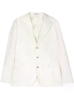 Brunello Cucinelli Single-breasted Twill Blazer - Neutrals