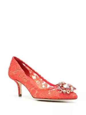 Dolce & Gabbana Belluci Lace Pumps With Crystal Embellishment - Red