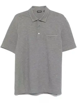 Zegna Cotton Polo Shirt - Grey