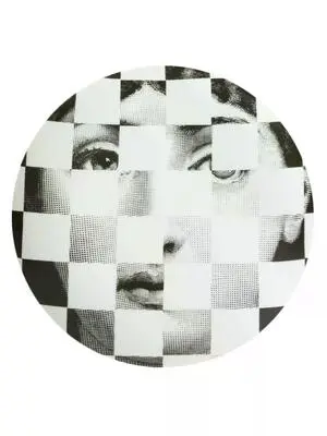 FORNASETTI Checkboard Face Print Plate