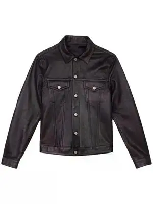 PURPLE BRAND Leather Button-up Shirt Jacket
