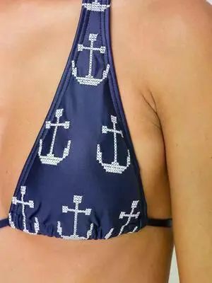 AMIR SLAMA Embroidered Bikini Top With Lace-up Detail