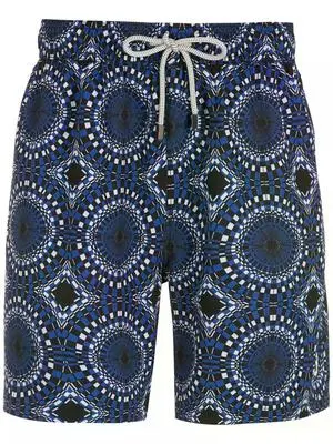 AMIR SLAMA Abstract-print Drawstring Swim Shorts - Blue
