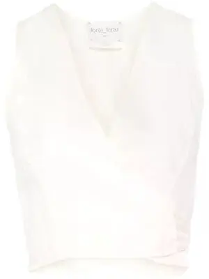 FORTE_FORTE Wrap-design Top - Neutrals