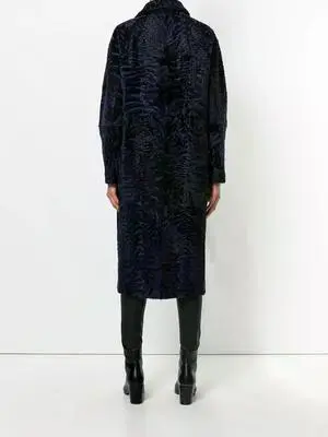 LISKA Textured Single-breasted Lamb Fur Coat