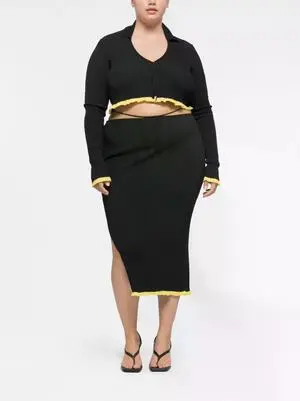 AZ FACTORY Ribbed Cropped Cardigan